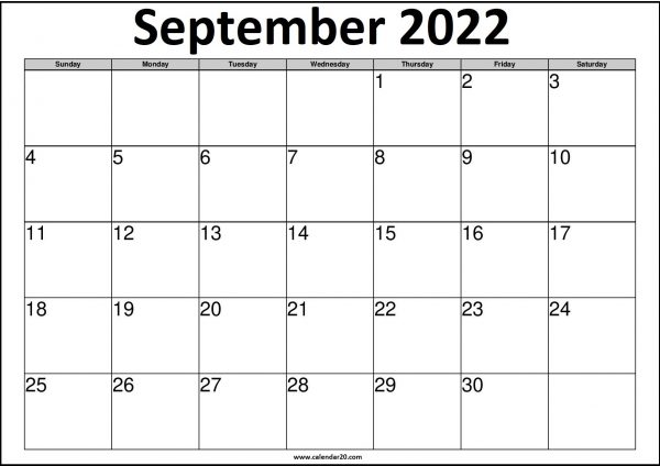 September 2022 Calendar US Printable - Calendar20.com