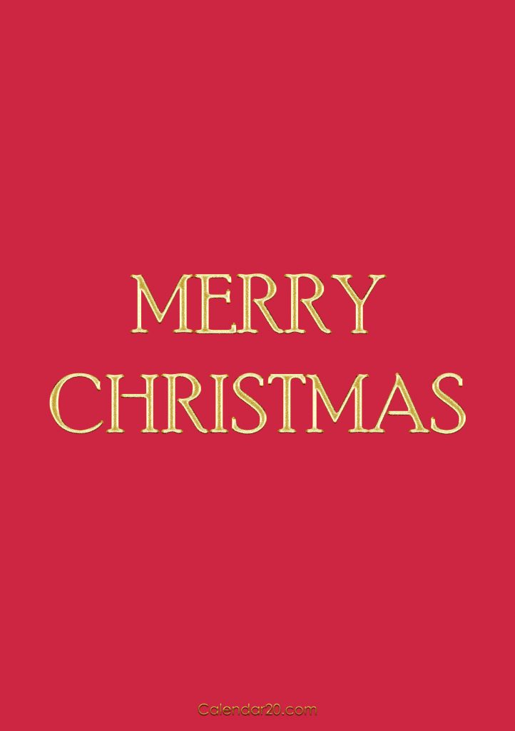 Merry Christmas Card, Rectangle, Red, Gold Letters - Calendar20.com
