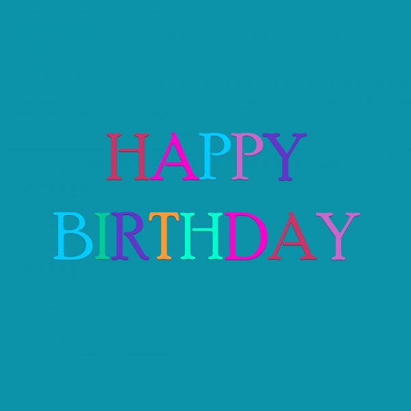 Birthday Card, Rectangle, Yellow, Colorful Letters - Calendar20.com