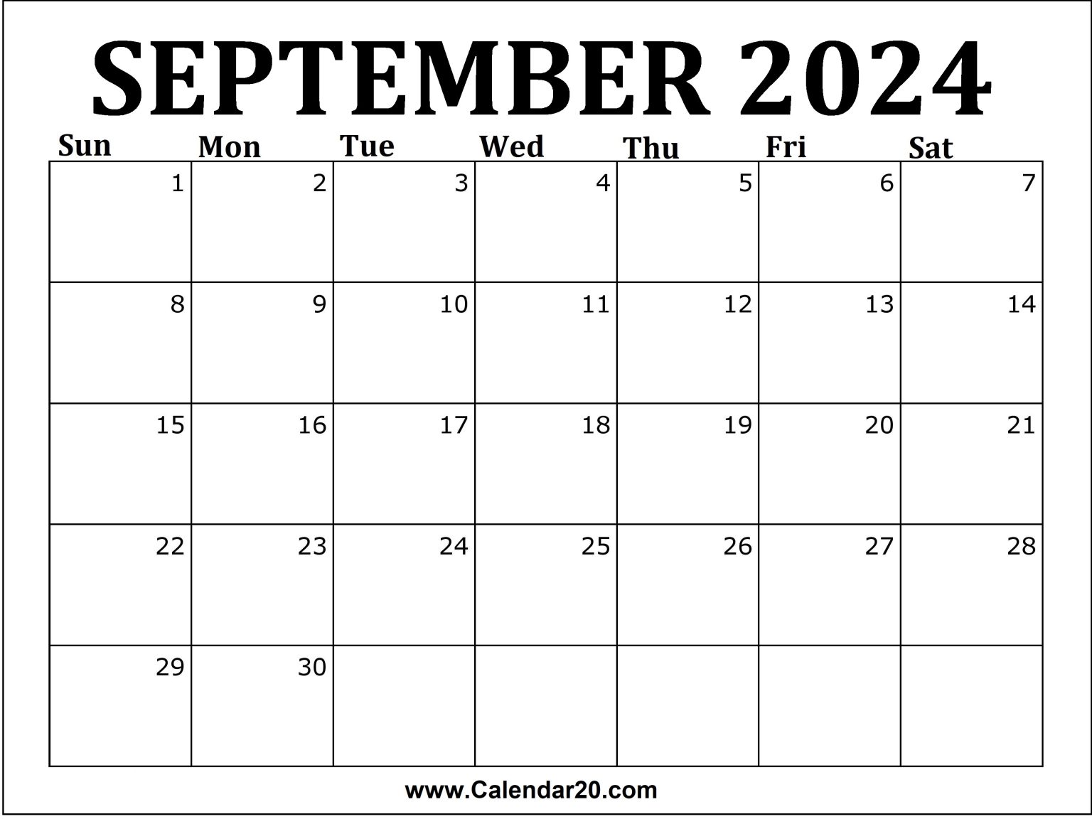 September 2024 Printable Calendar Calendar20 September 2024 Printable Calendar Calendar20