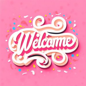 4 Cute Welcome Cards Pink Background - Calendar20.com