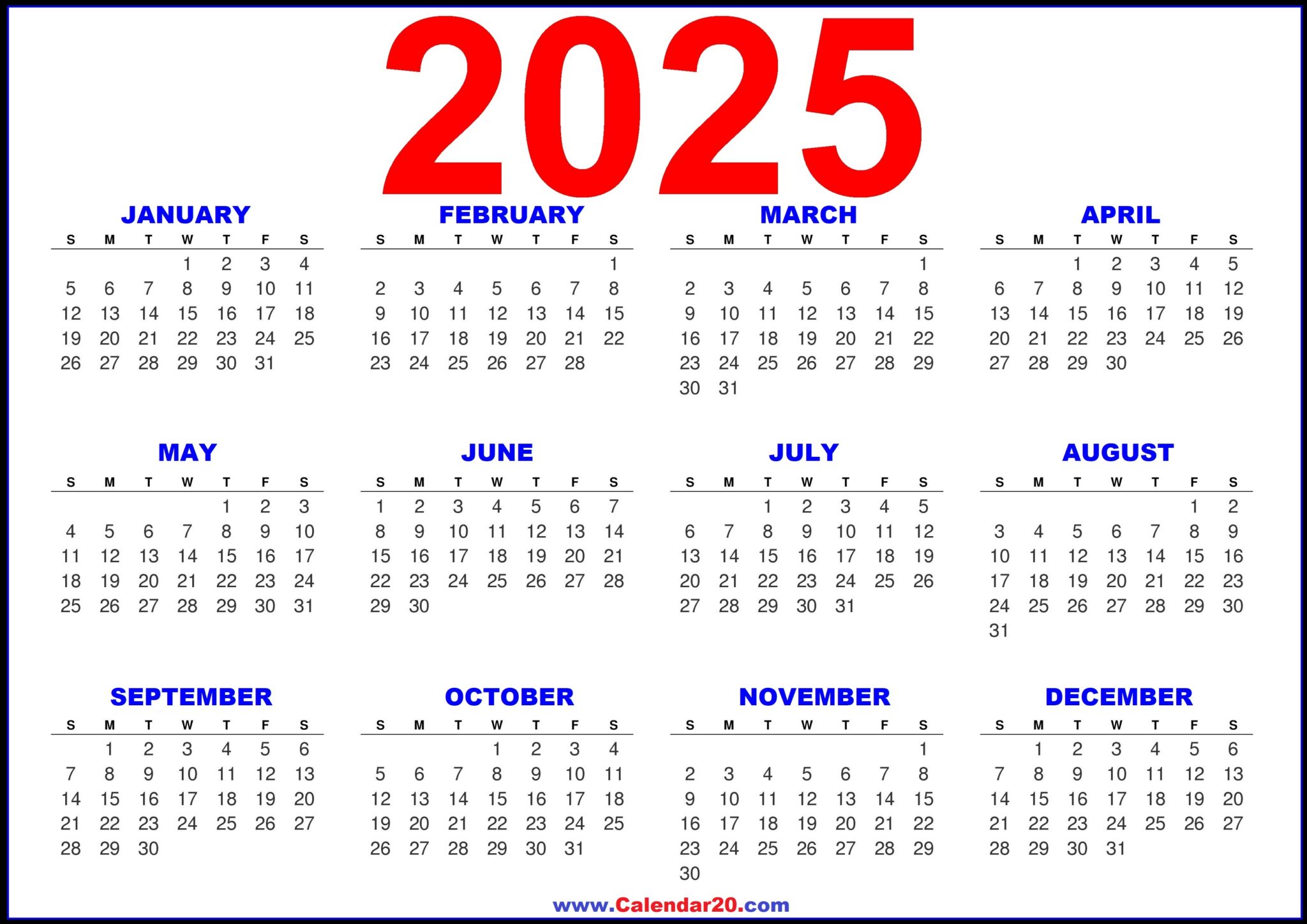 2025 Calendar Archives - Calendar20.com